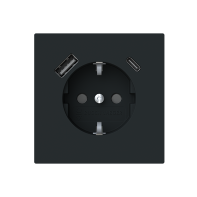 Busch-Jaeger – 20 EUCB2USBAC-45M SCHUKO® USB-Steckdosen-Einsatz Safety+ mit USB A/C schwarz matt ...